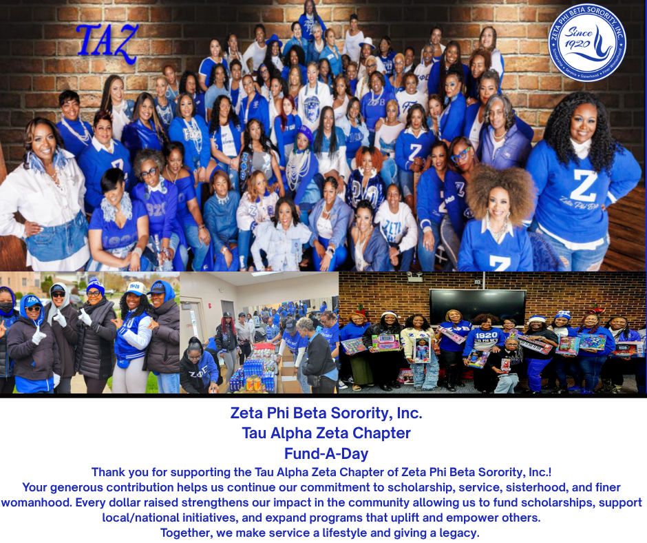 Tau Alpha Zeta Chapter of Zeta Phi Beta Sorority Sample - Fund-A-Day